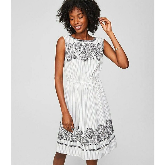LOFT | Dresses | Loft Petite Embroidered Stripe Midi Dress | Poshmark